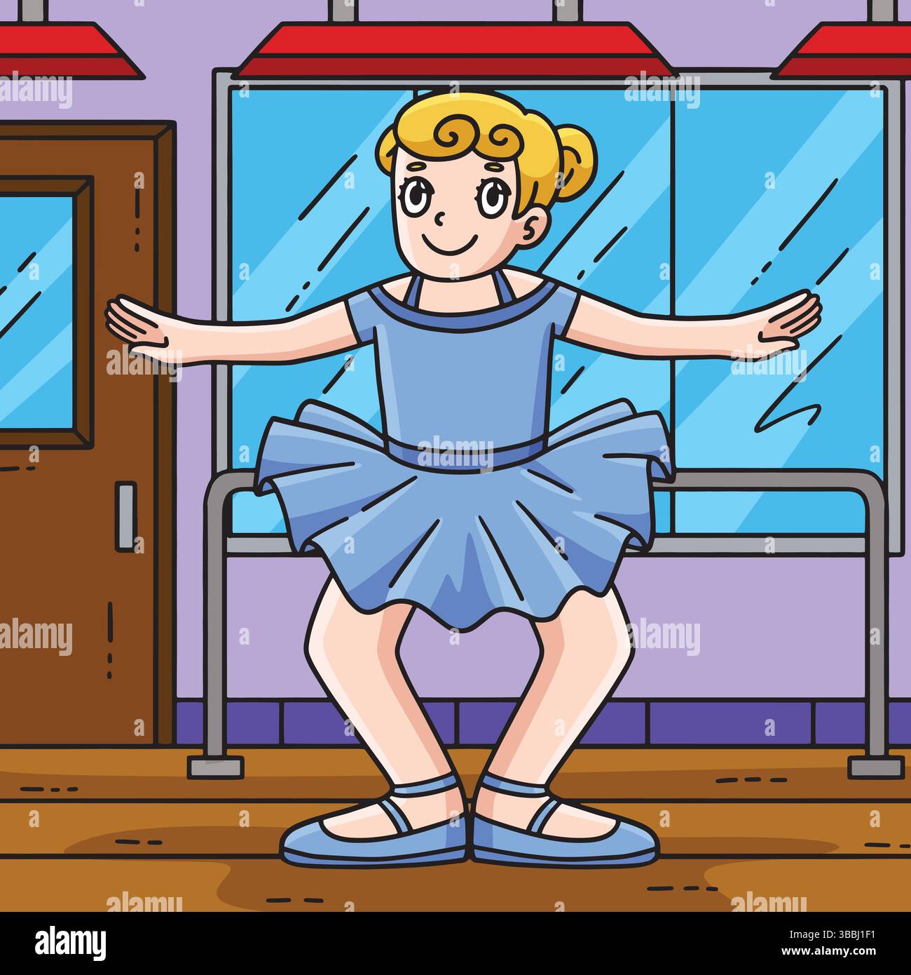 Ballerina in a Plie Colored Cartoon Illustration Stock Vector Image ...