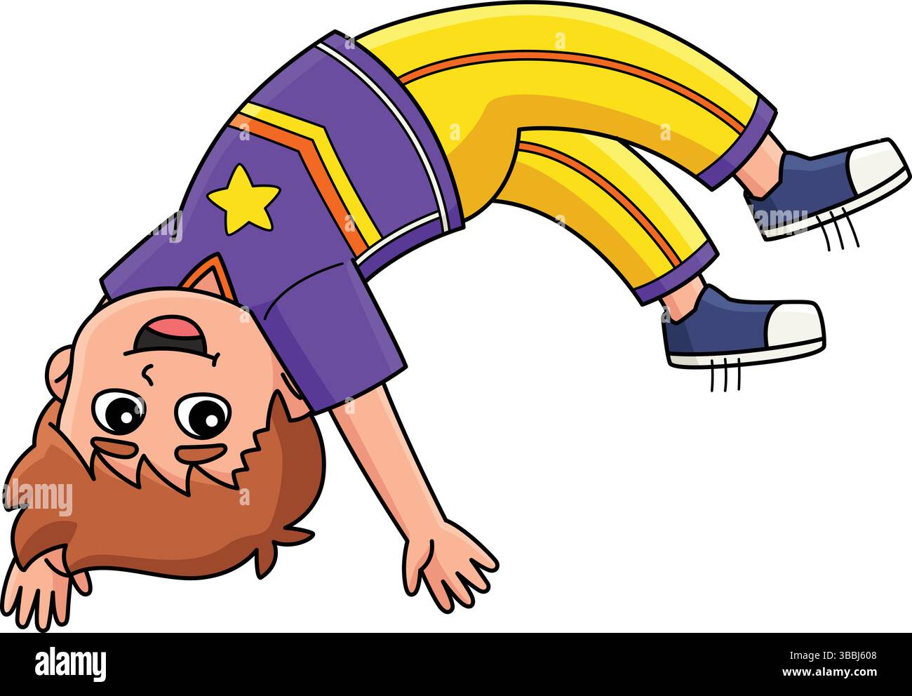 Male Cheerleader Tumbling Cartoon Colored Clipart Stock Vector Image ...