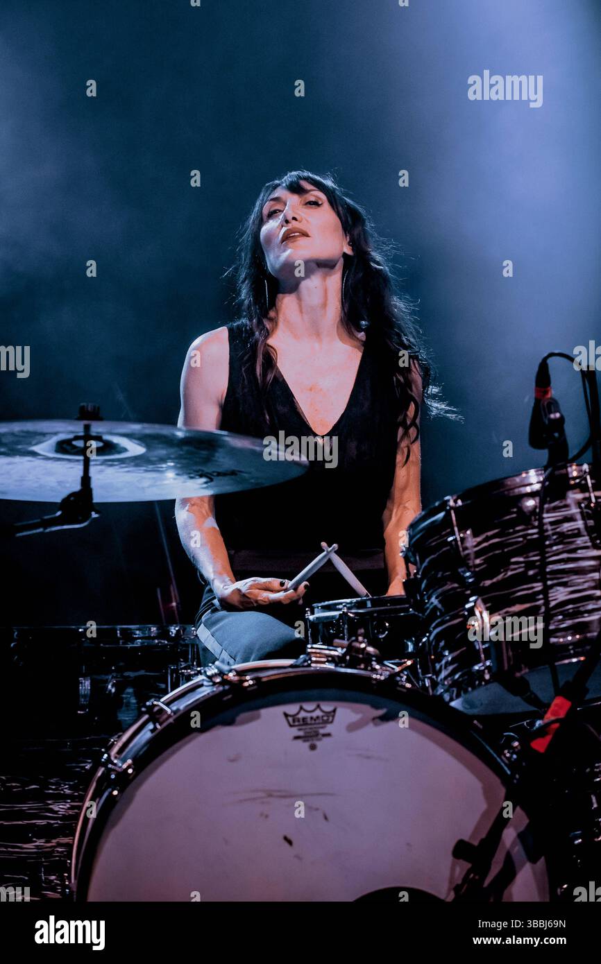 Music Concert - MARINA REI - TOUR 2025 Marina Rei play the drum during ...