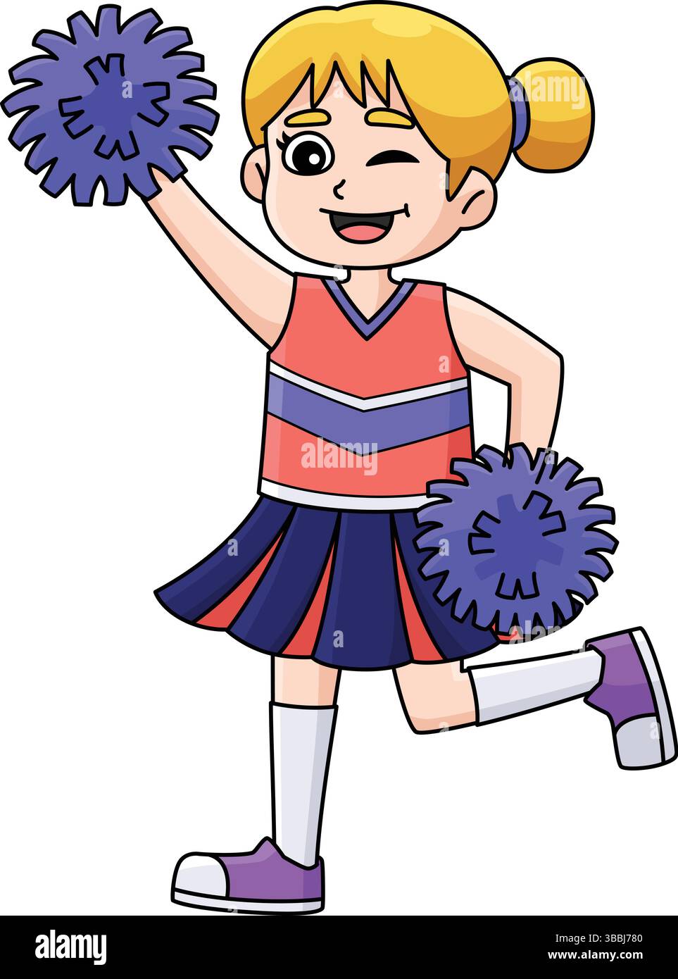 Female Cheerleader Dancing Cartoon Colored Clipart Stock Vector Image ...