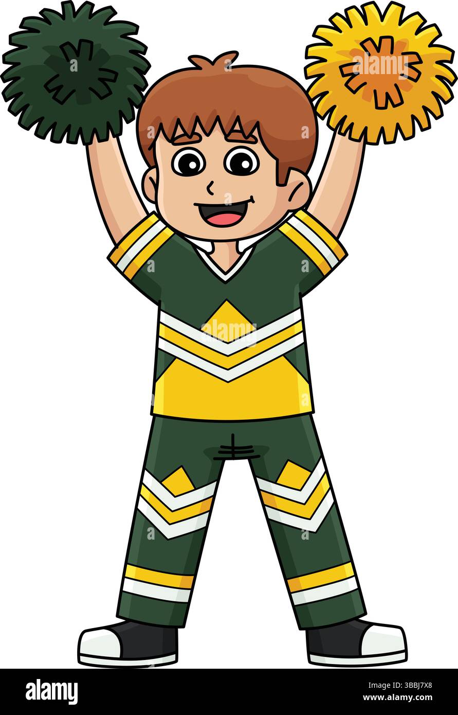 Male Cheerleader Touchdown Cartoon Colored Clipart Stock Vector Image ...