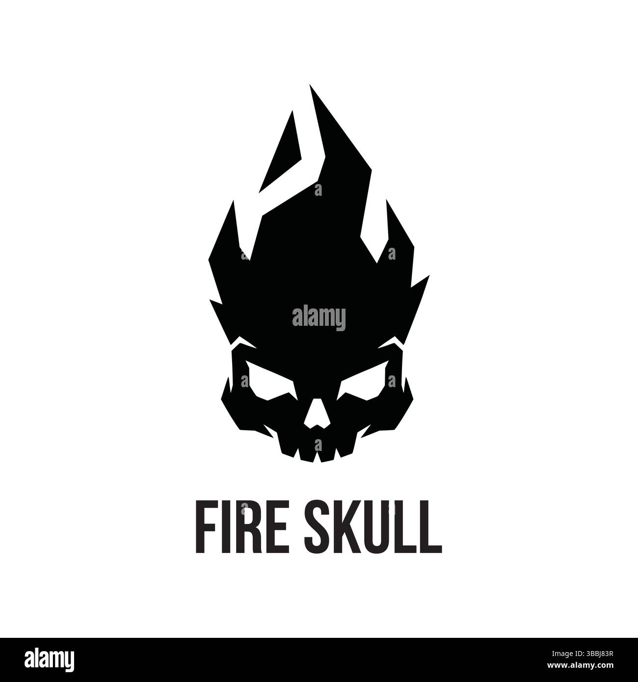 Fire skull head logo design concept. Vintage skull fire sign ...