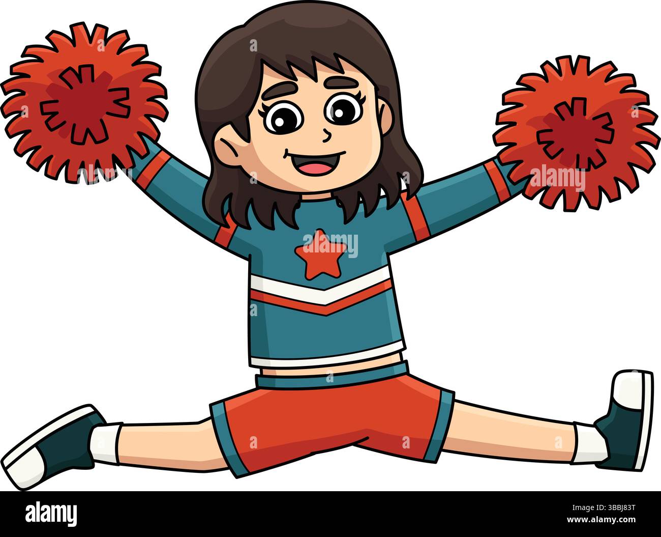 Female Cheerleader doing Splits Cartoon Clipart Stock Vector Image ...