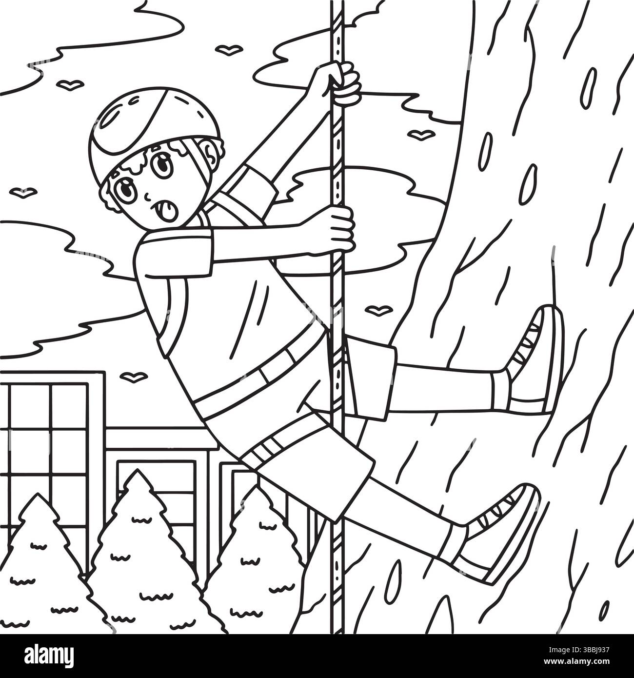 Bouldering Boy Looking Down from a Climb Coloring Stock Vector Image ...