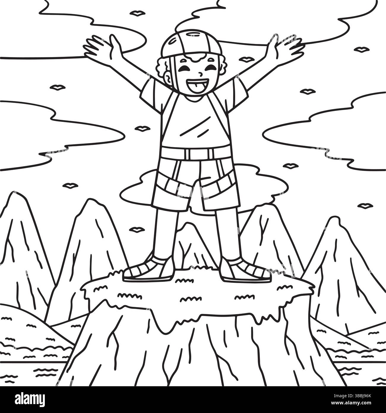 Bouldering Boy Reaching the Top Coloring Page Stock Vector Image & Art ...