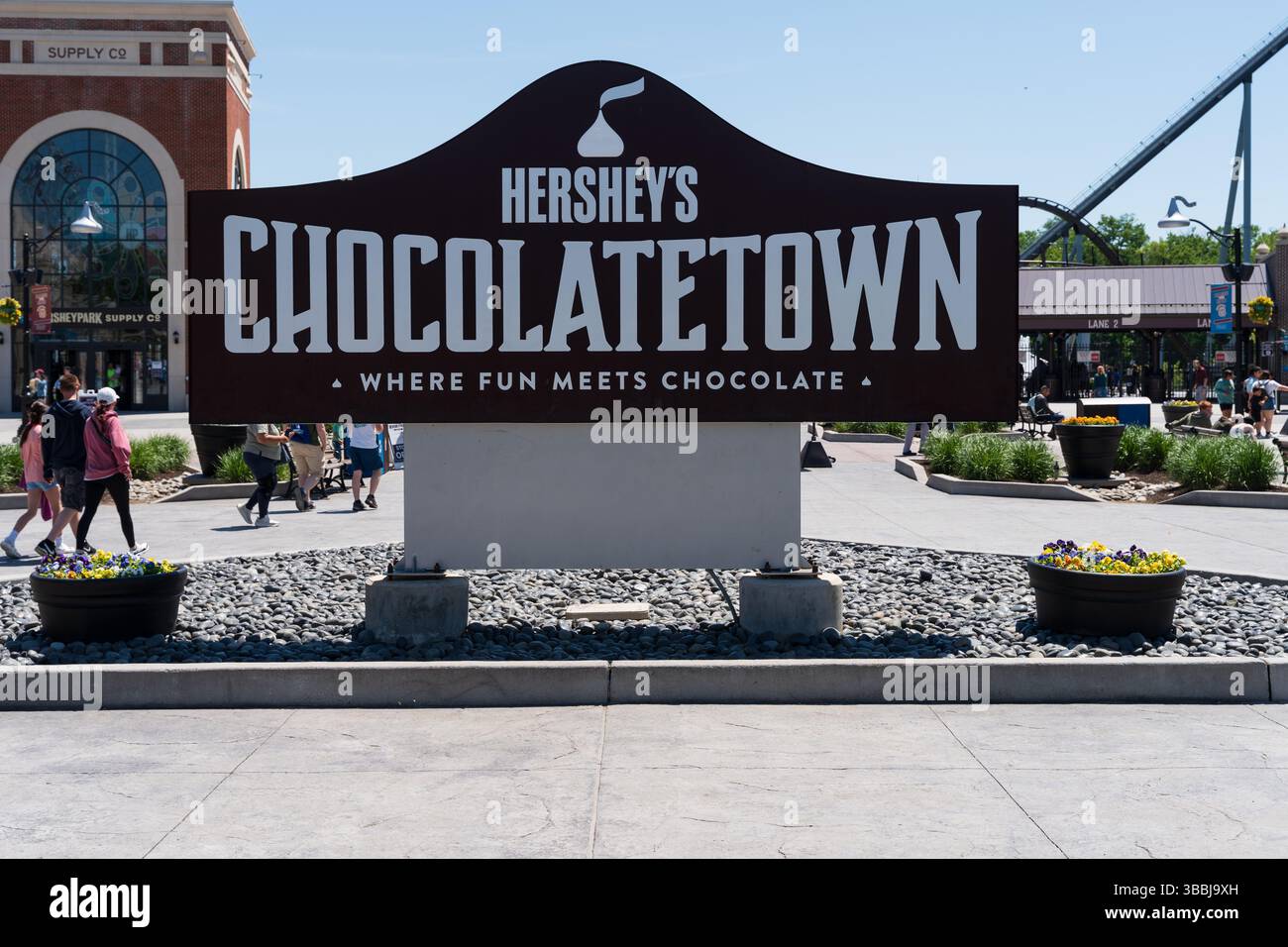 Hershey, PA USA - May 10, 2025: Hershey’s Chocolatetown sign stands as ...