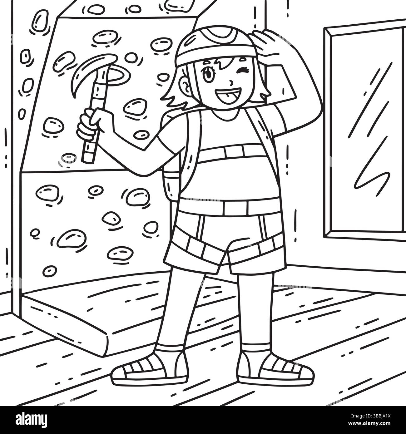 Bouldering Girl Rock Climbing Equipment Coloring Stock Vector Image ...