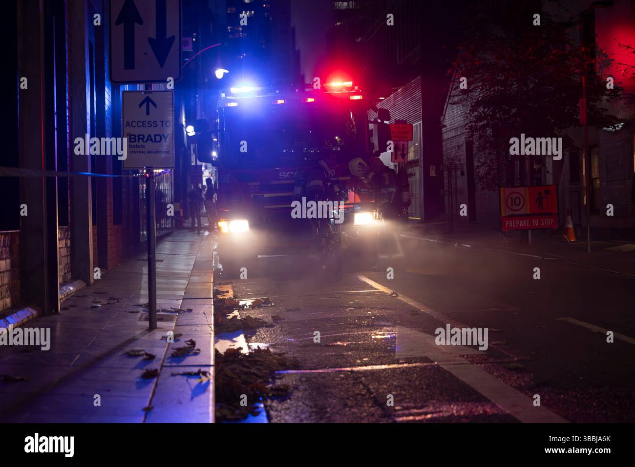 Melbourne, Australia. 16th May, 2025. A firetruck seen parked next to ...