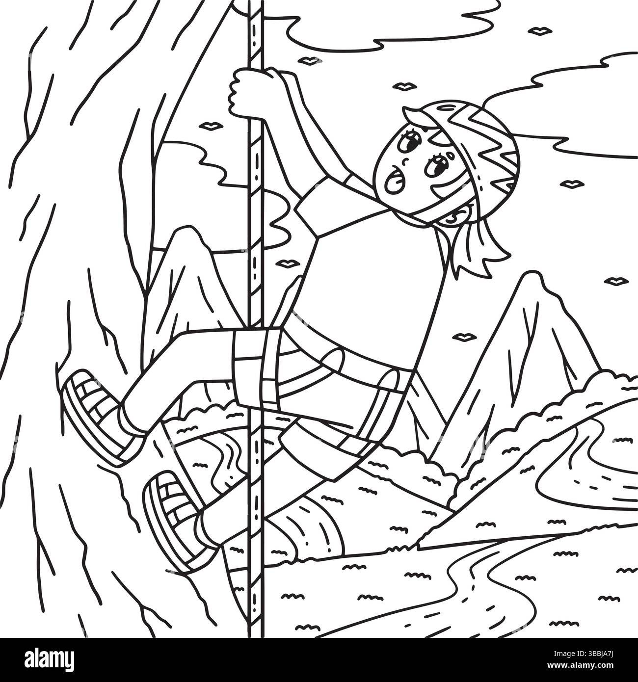 Bouldering Girl Looking Down from Climb Coloring Stock Vector Image ...