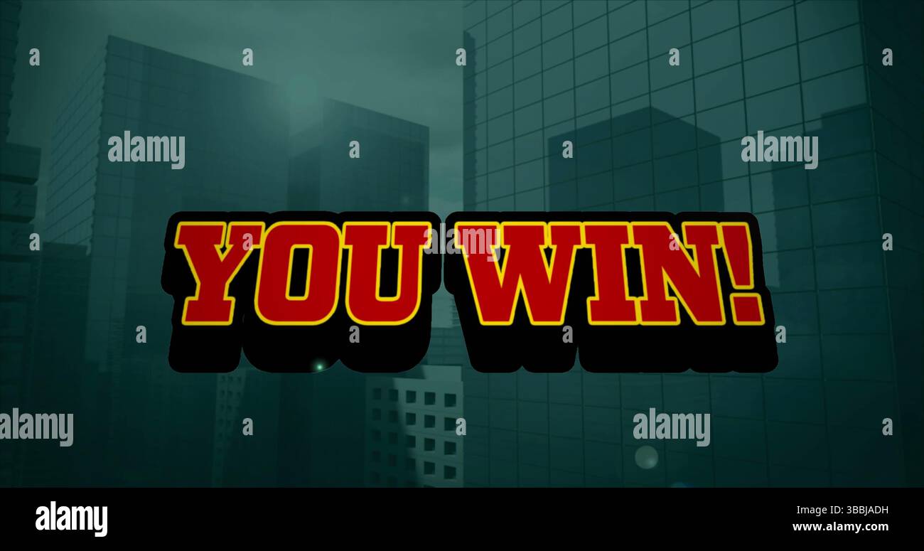 Image of you win text over cityscape Stock Photo - Alamy