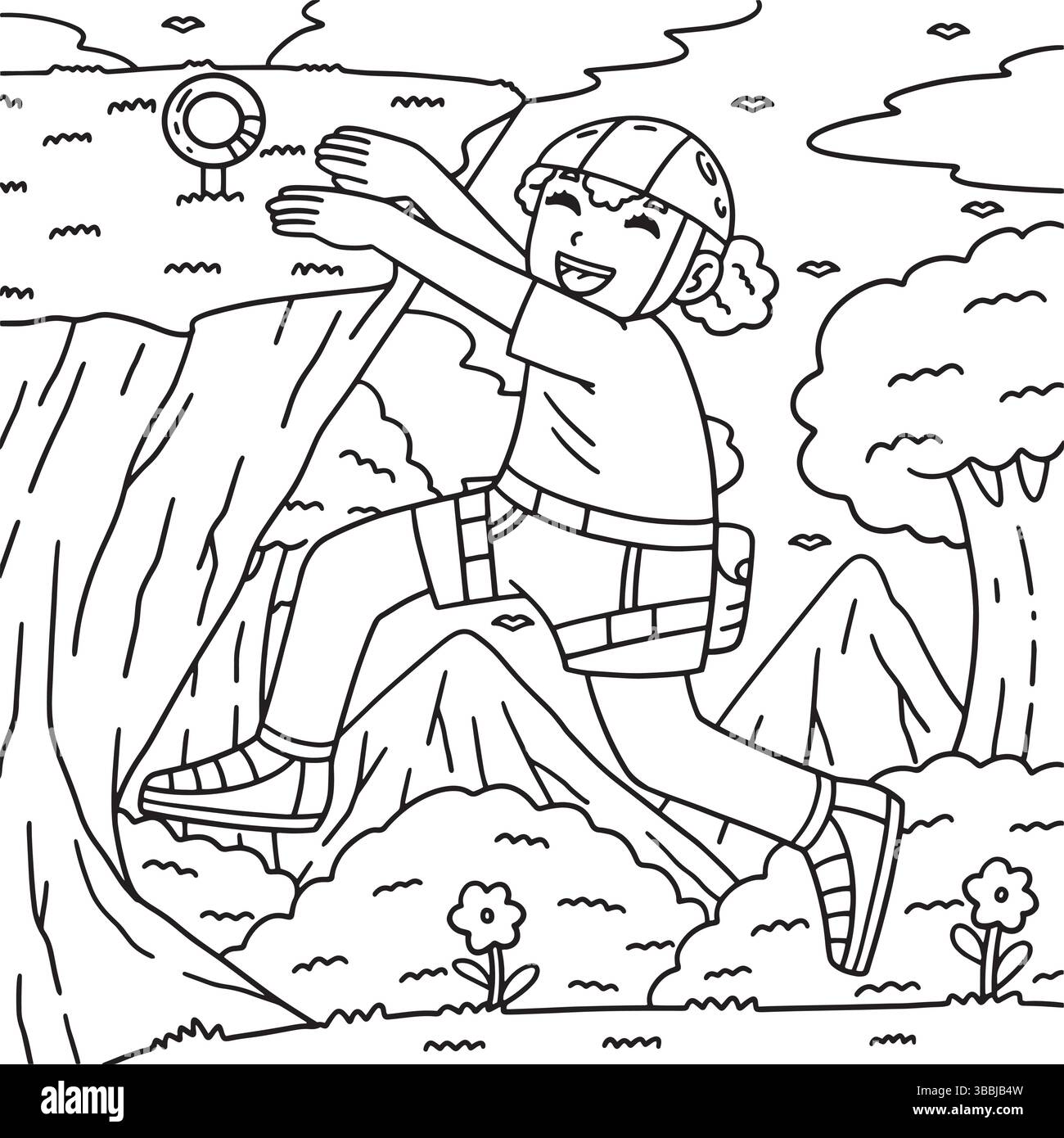 Bouldering Girl Hanging from the Ledge Coloring Stock Vector Image ...