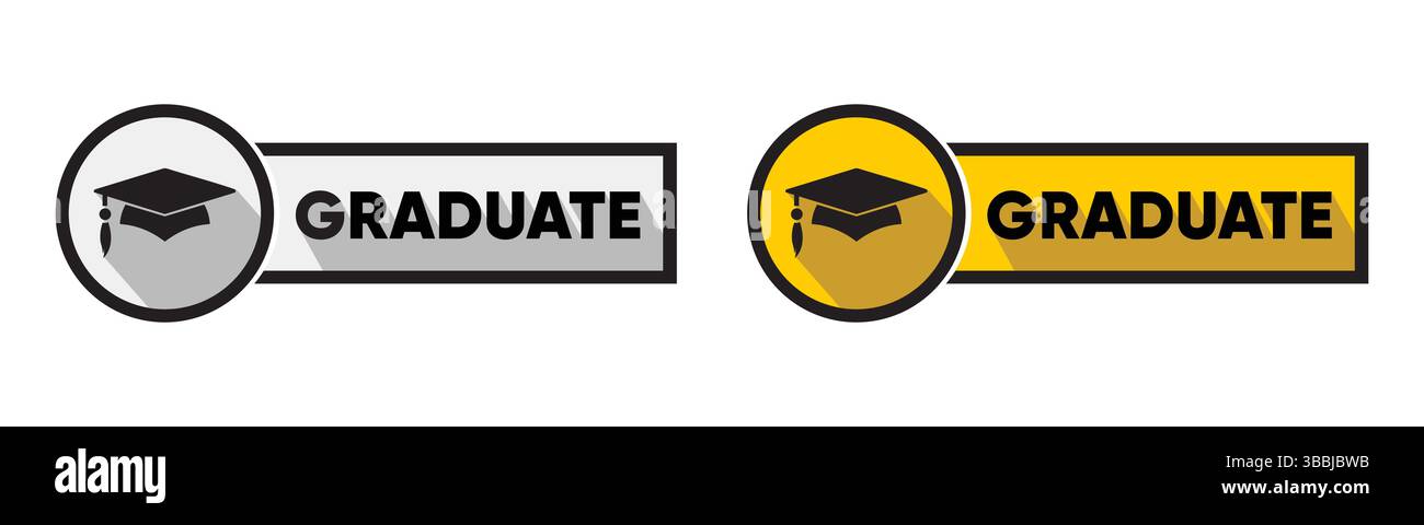 Graduate Badge Icon Vector Design in Silver and Gold Colors Stock ...