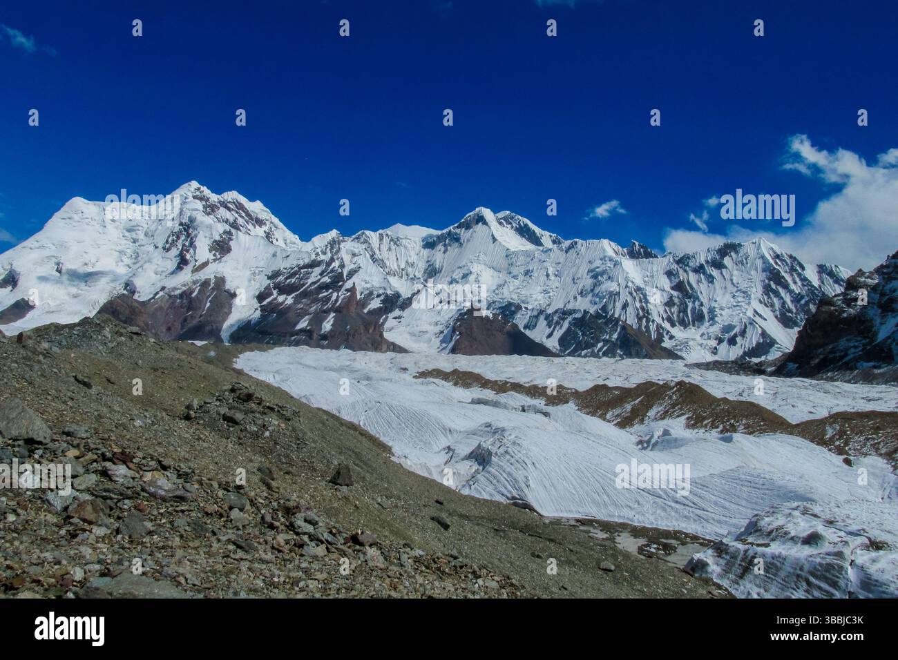Tian Shan mountains snow peaks and steep slopes in Kazakhstan and ...