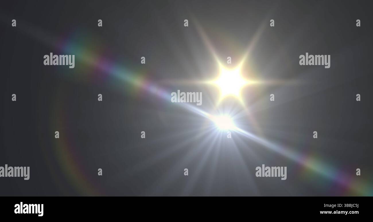 Radiating lens flare artifacts creating rainbow streak and circular ...