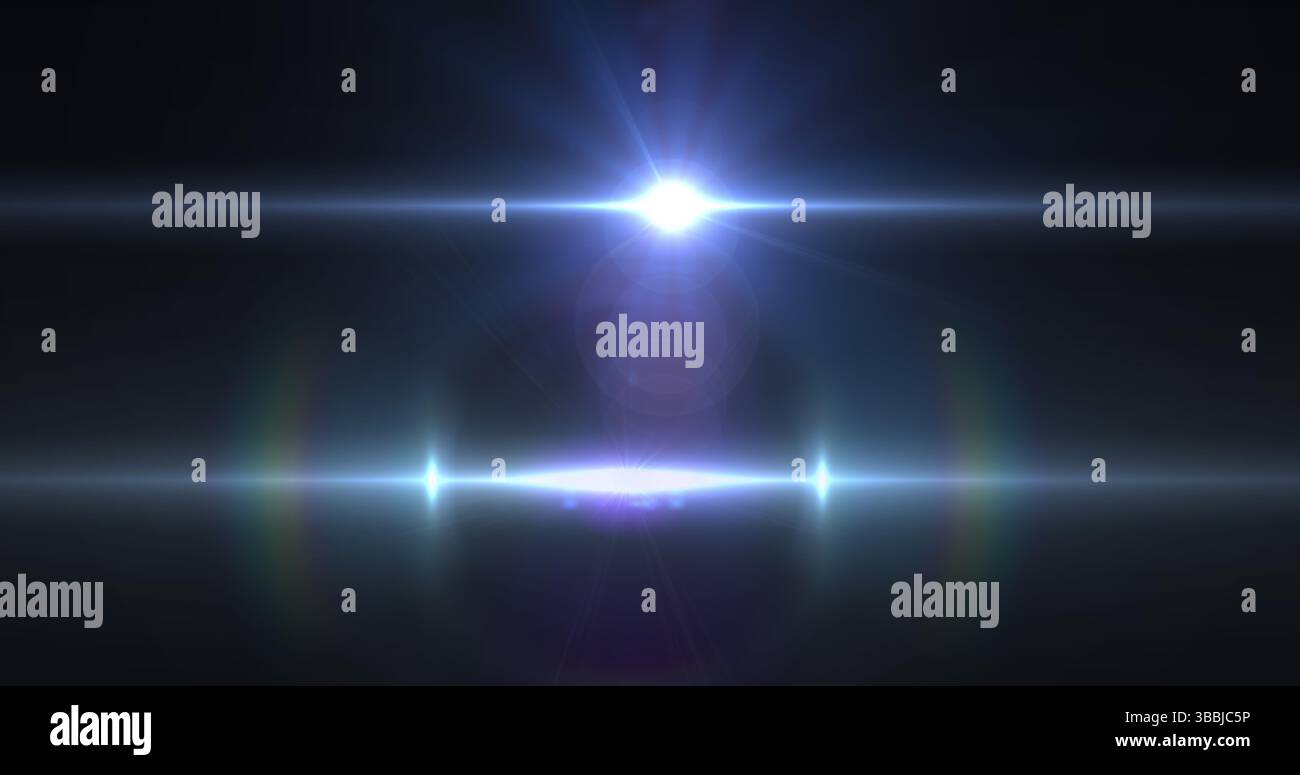 Showcasing lens flare on black backdrop, with central light, streak ...
