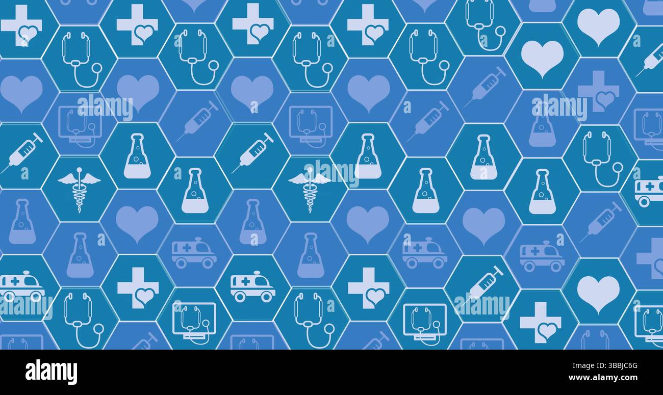 Displaying repeating medical hexagon pattern on digital canvas, with ...