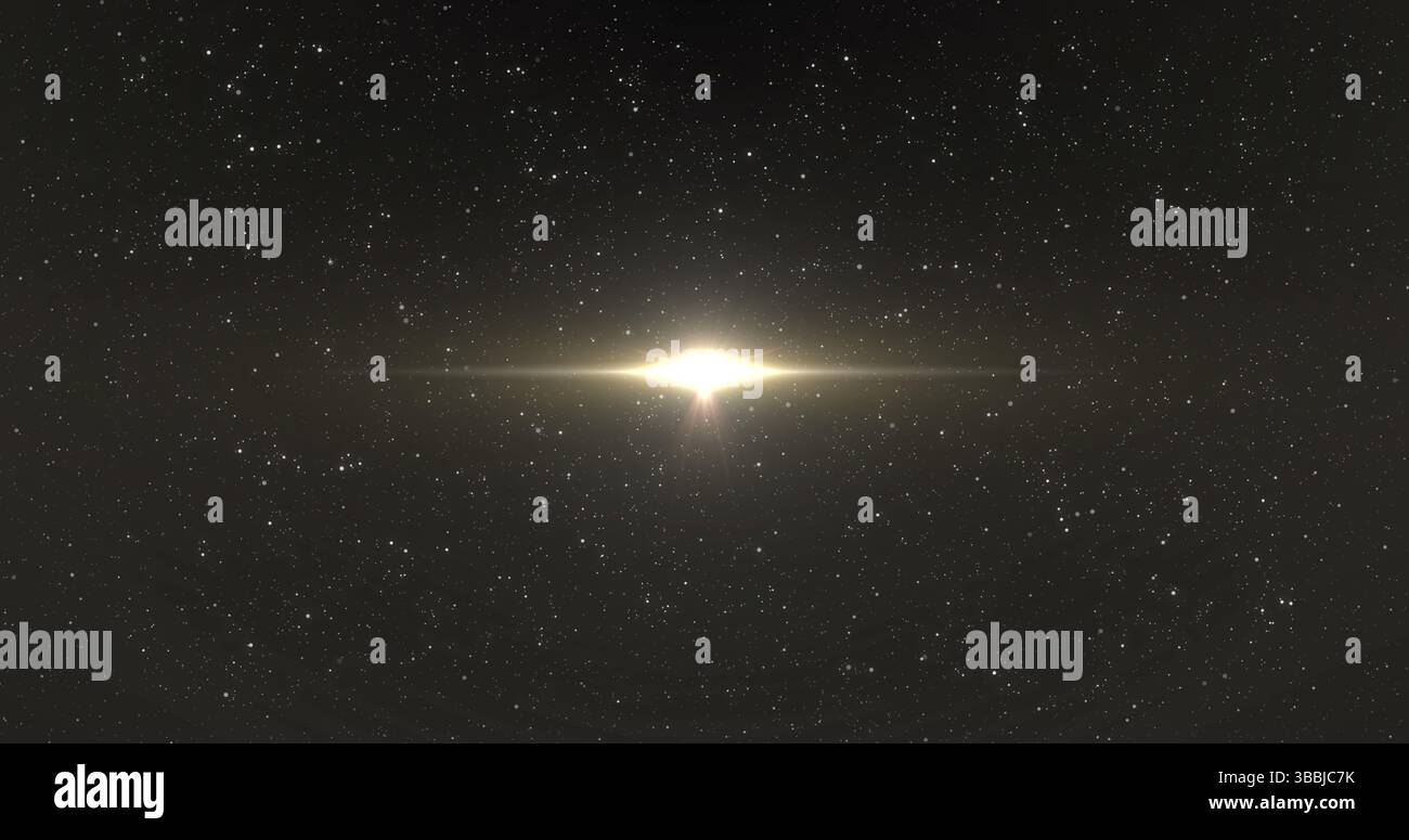 Glowing celestial body radiating light in deep outer space, with halo ...