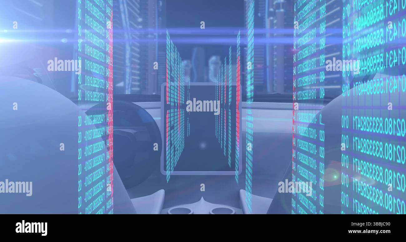 Displaying Holographic Interface Floating In High Tech Control Room