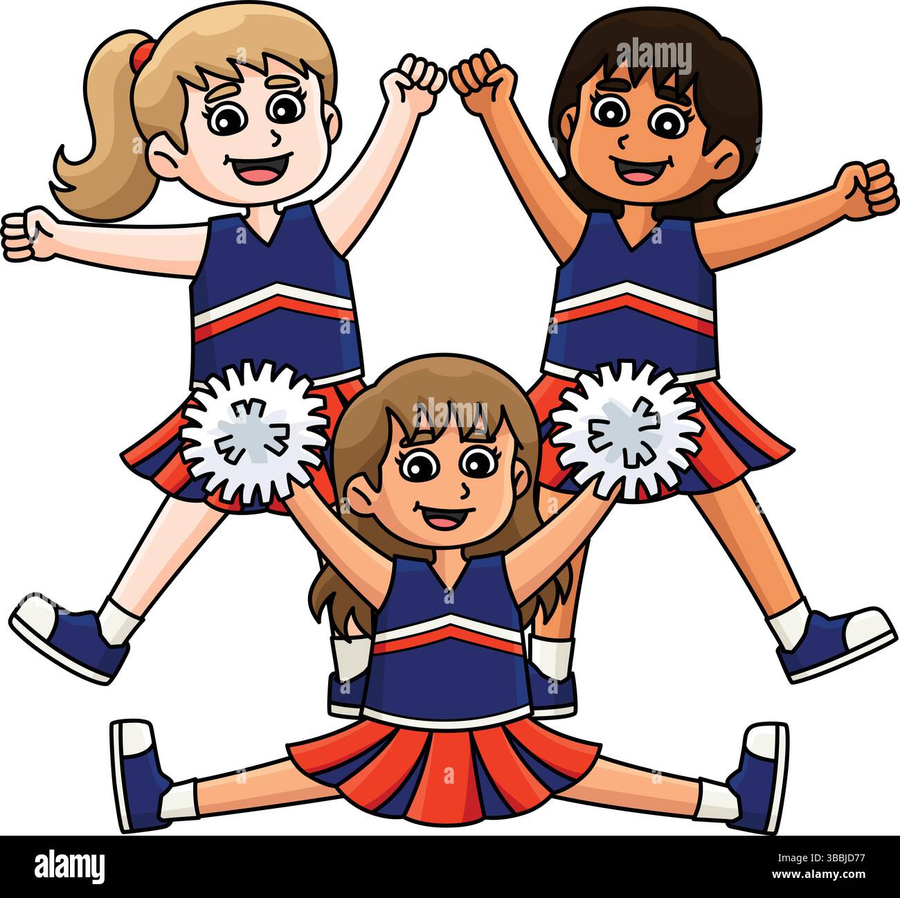 Female Cheerleader Squad Cartoon Colored Clipart Stock Vector Image ...