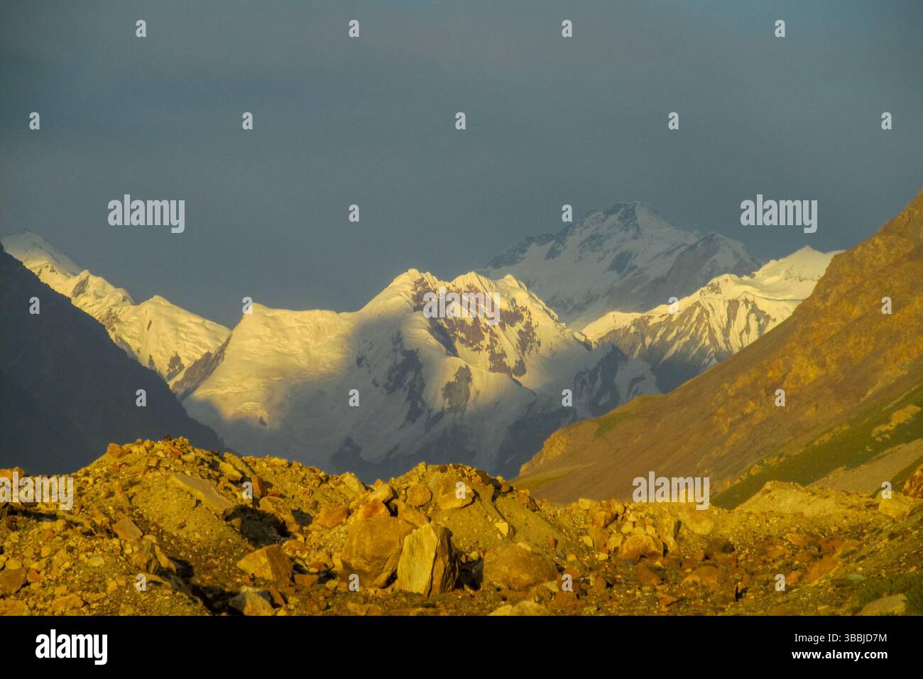 Tian Shan mountains snow peaks and steep slopes in Kazakhstan and ...