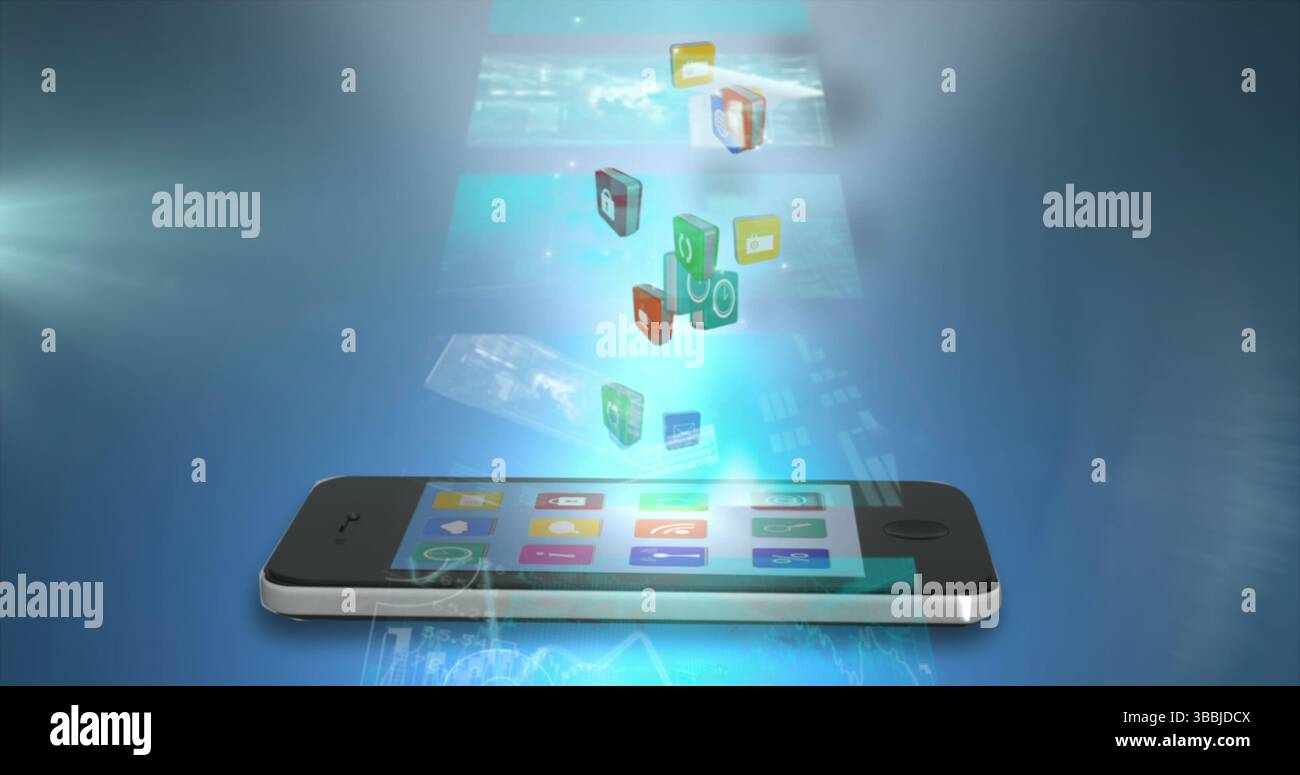 Image of digital screens over smartphone Stock Photo - Alamy