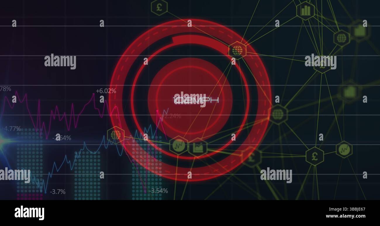 Image of speedometer over data processing Stock Photo - Alamy