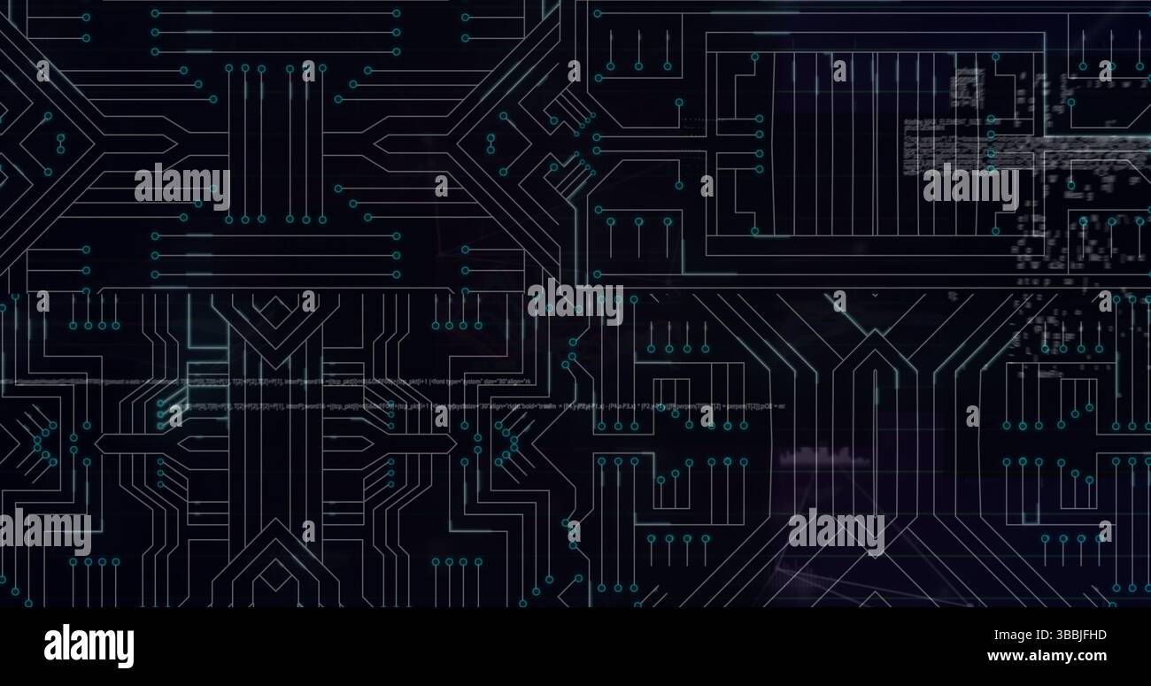 Image of microprocessor connections over data processing against black background Stock Photo ...