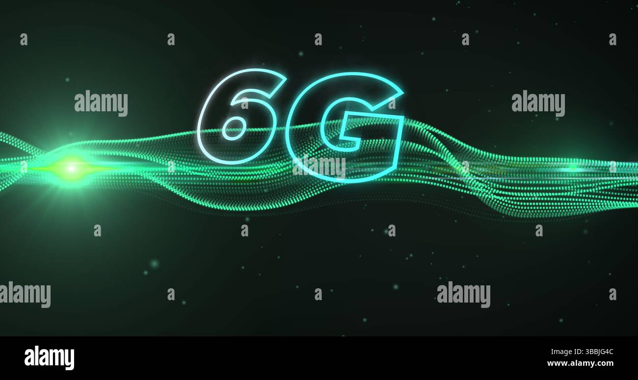 Image of moving green wave over dark background Stock Photo - Alamy
