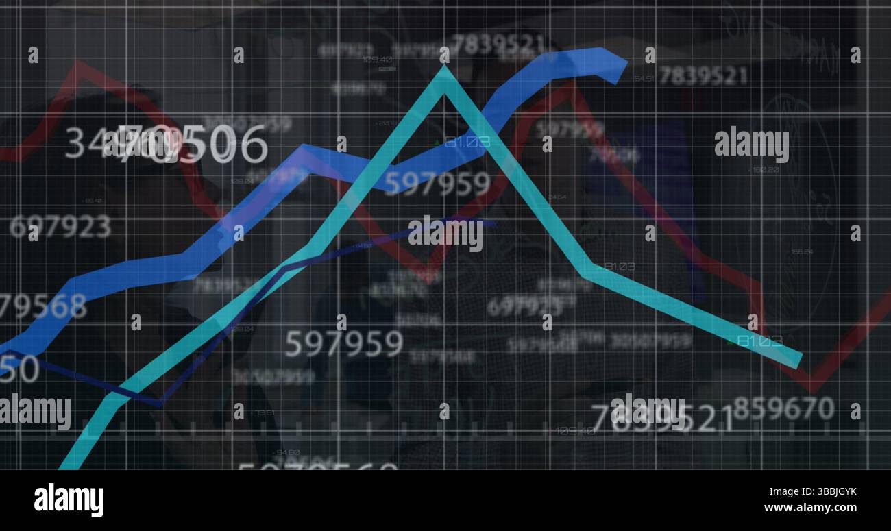 Displaying financial line chart trending on dashboard interface, with ...
