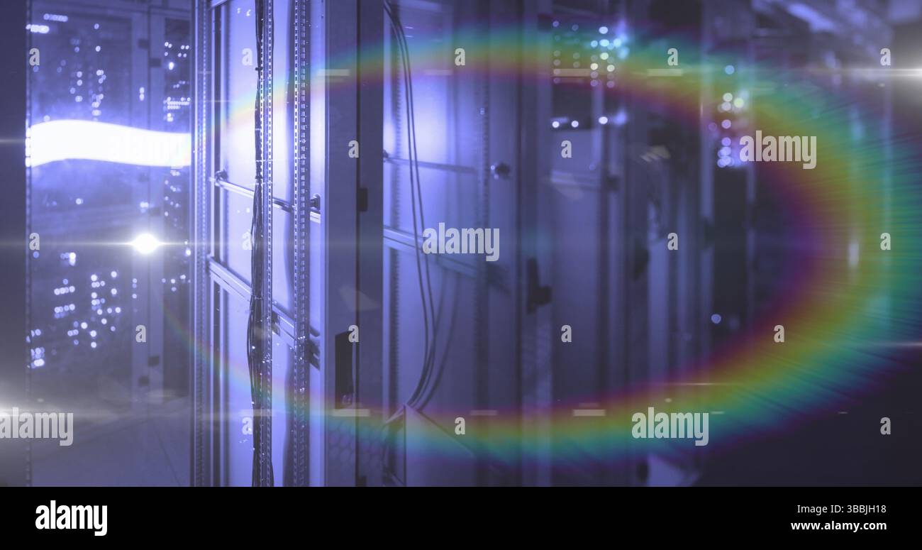 Image of moving shapes over light spots Stock Photo - Alamy