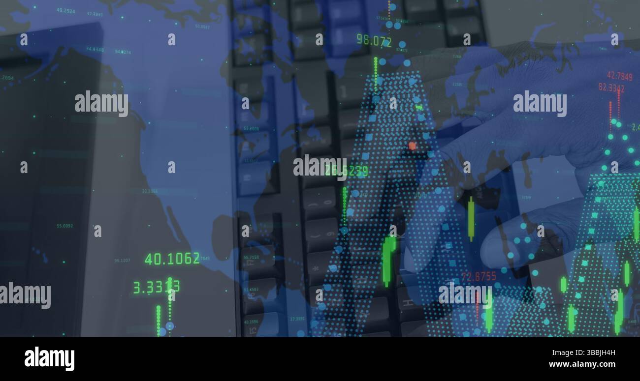 Image Of Data Processing Over Hand Using Keyboard Stock Photo Alamy