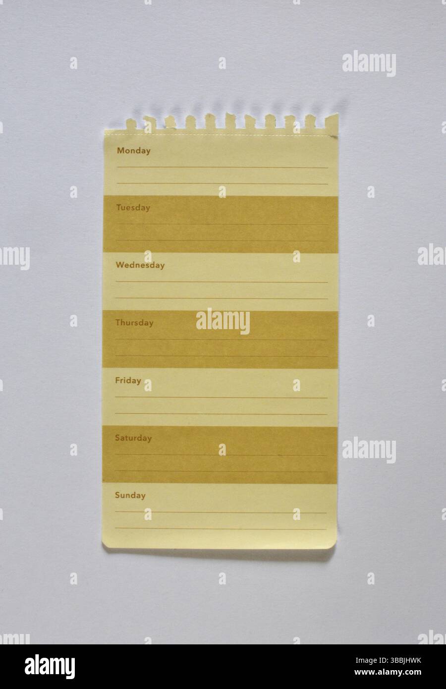 Weekly planner blank note paper on white background. Week work list top ...