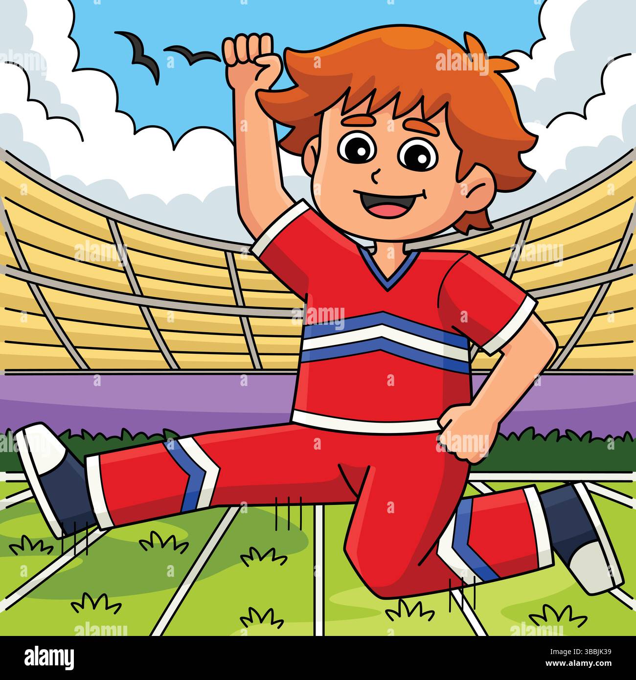 Male Cheerleader Herkie Jump Colored Cartoon Stock Vector Image & Art ...