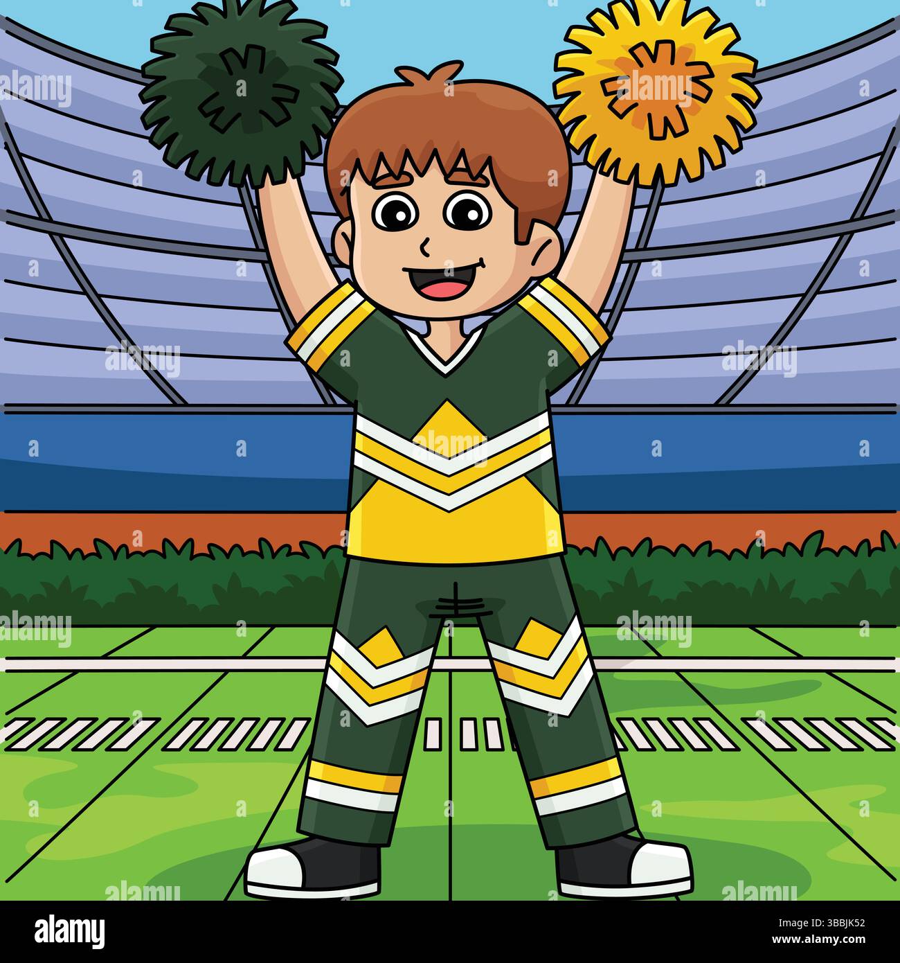 Male Cheerleader Touchdown Colored Cartoon Stock Vector Image & Art - Alamy