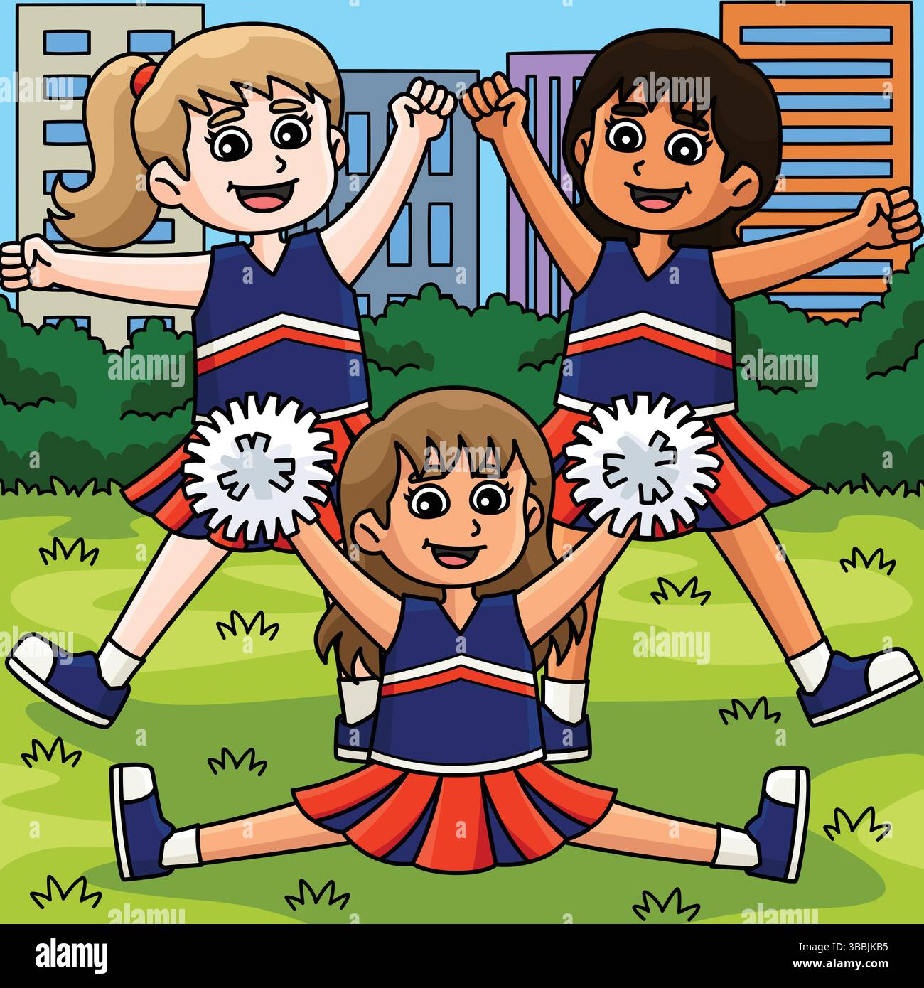 Female Cheerleader Squad Colored Cartoon Stock Vector Image & Art - Alamy