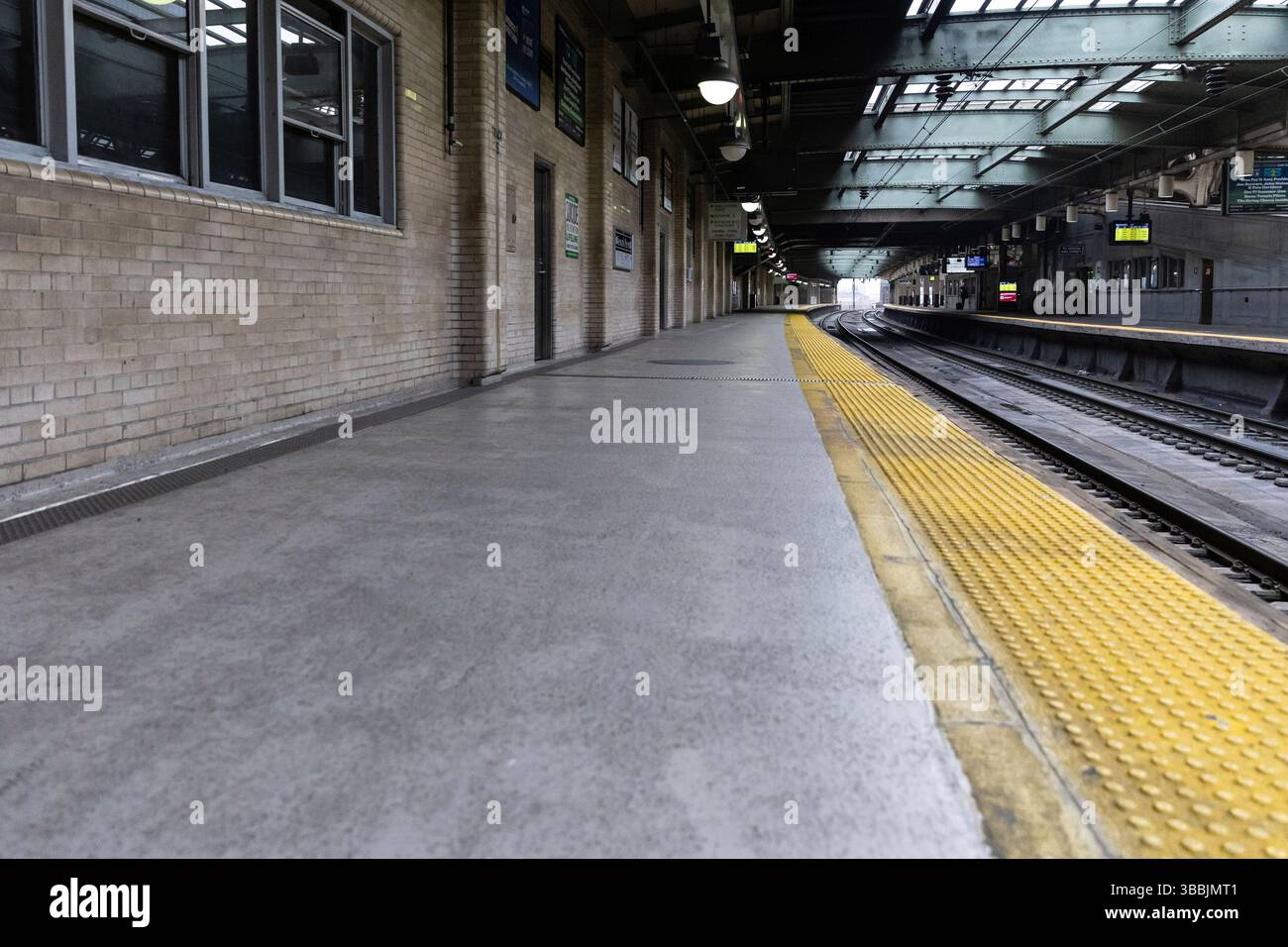 An empty PATH train platform inside Newark Penn Station on Friday, May ...