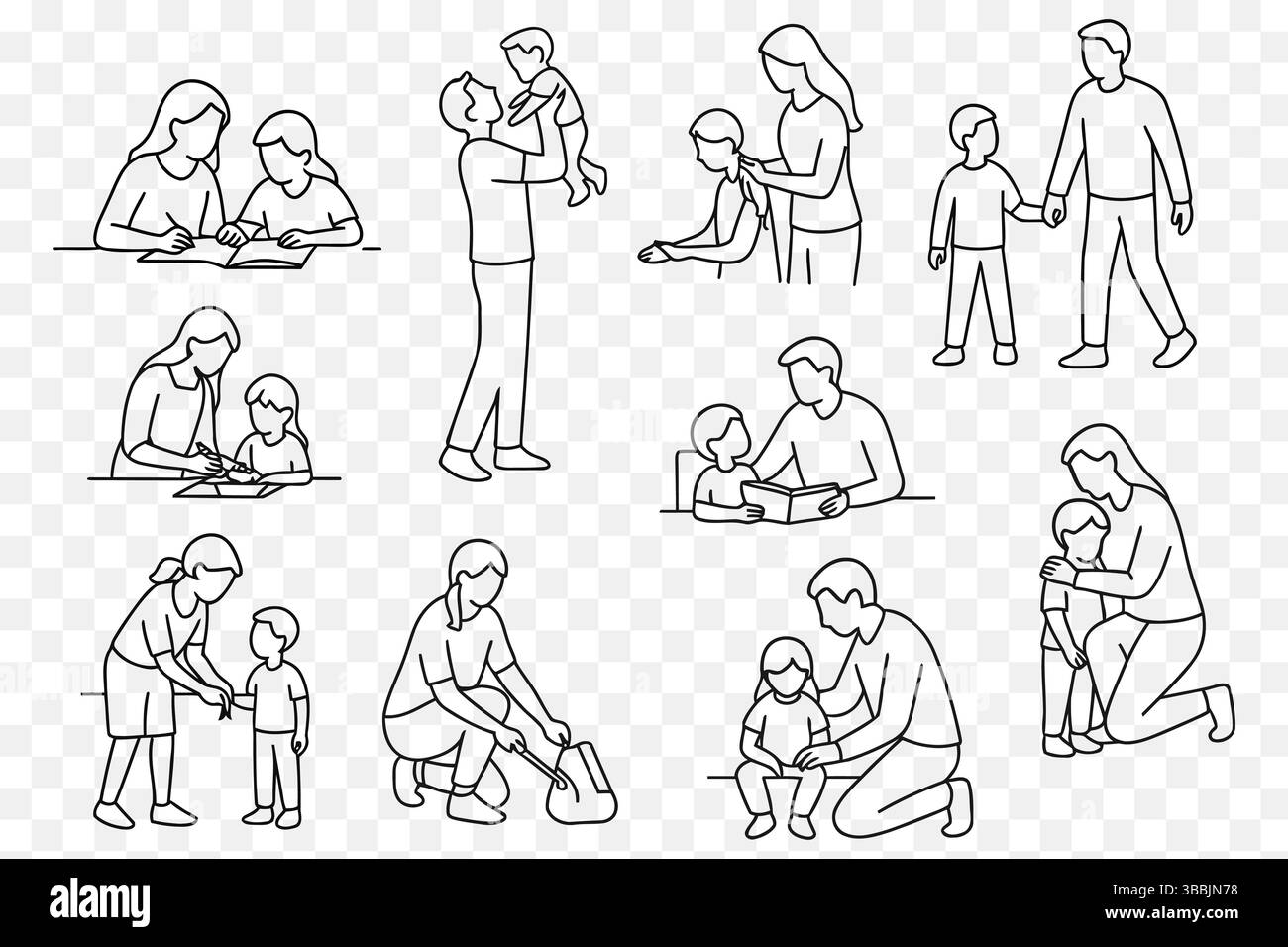 Minimalist Line Art of Parents and Children Bonding – Family Activities ...