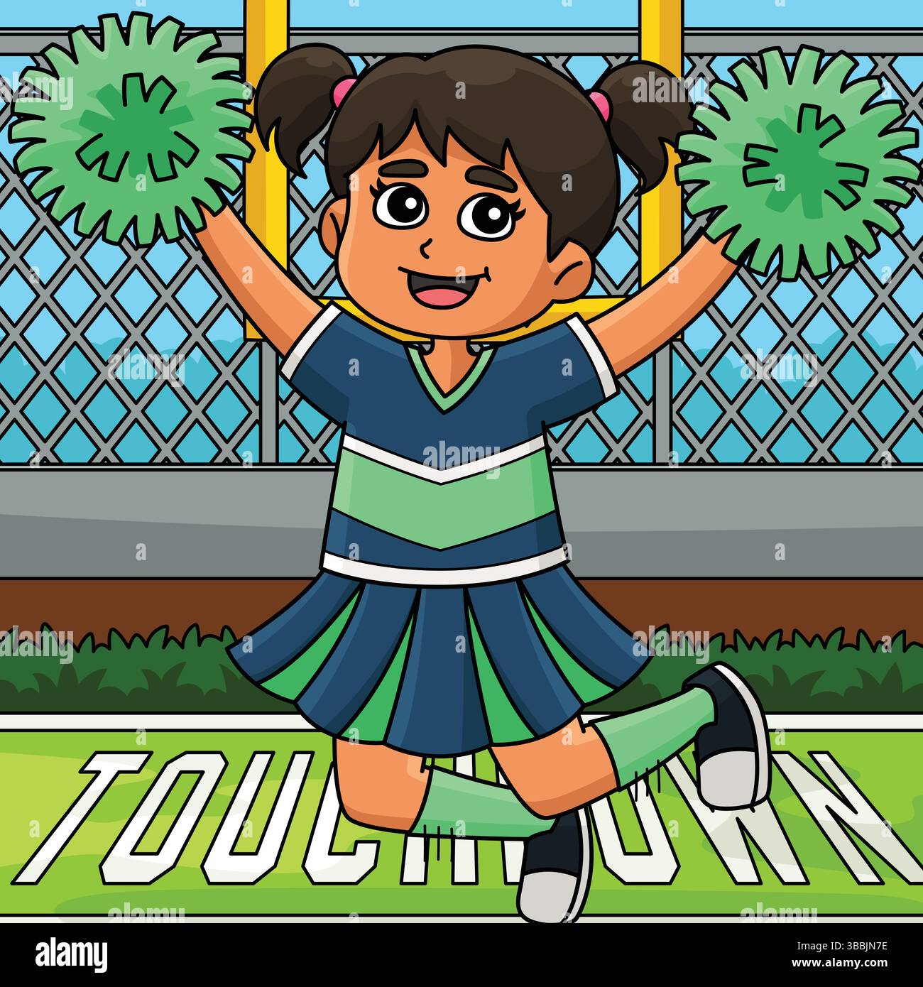 Female Cheerleader doing Stunts Colored Cartoon Stock Vector Image ...