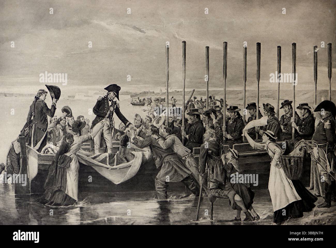 A picture showing Admiral Horatio Nelson coming ashore on a small boat ...
