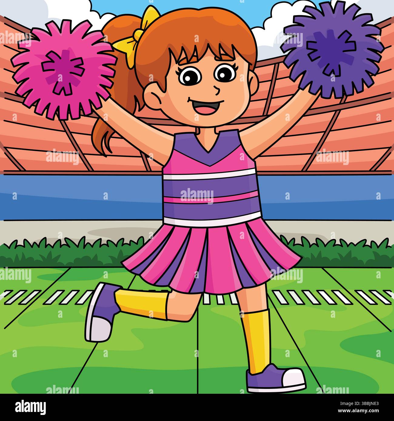 Cheerleading Female Cheerleader Colored Cartoon Stock Vector Image ...