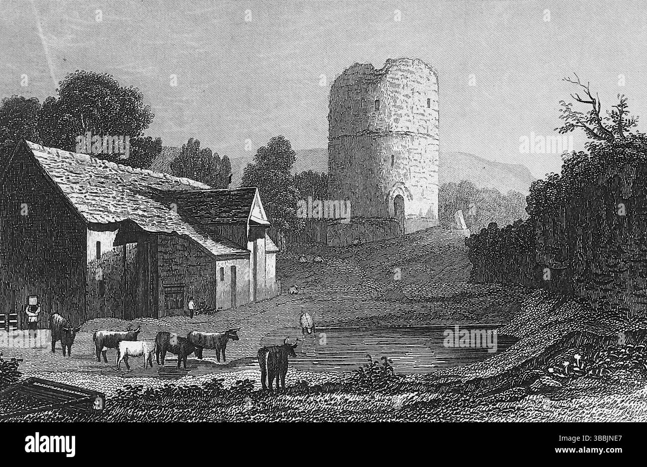 Tretwr, Brecknockshire, around 1820. A hamlet in Powys, Wales. It's ...