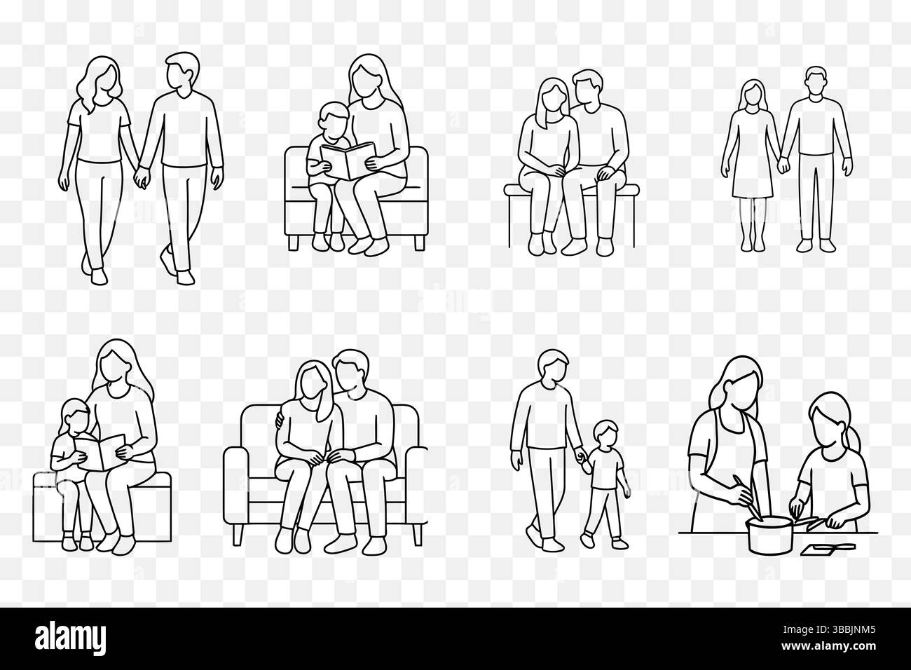 24. Minimalist Line Art Set of Family Moments – Parenting, Bonding ...
