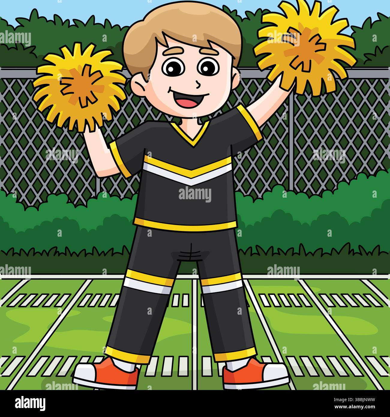 Cheerleading Male Cheerleader Colored Cartoon Stock Vector Image & Art ...