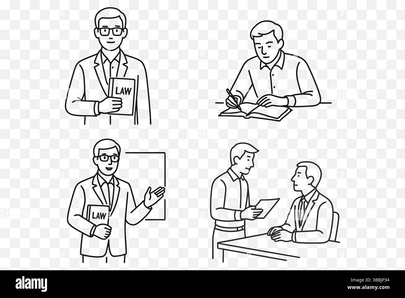 Law & Legal Consultation Line Art Vector Set – Minimalist Legal Advisor ...