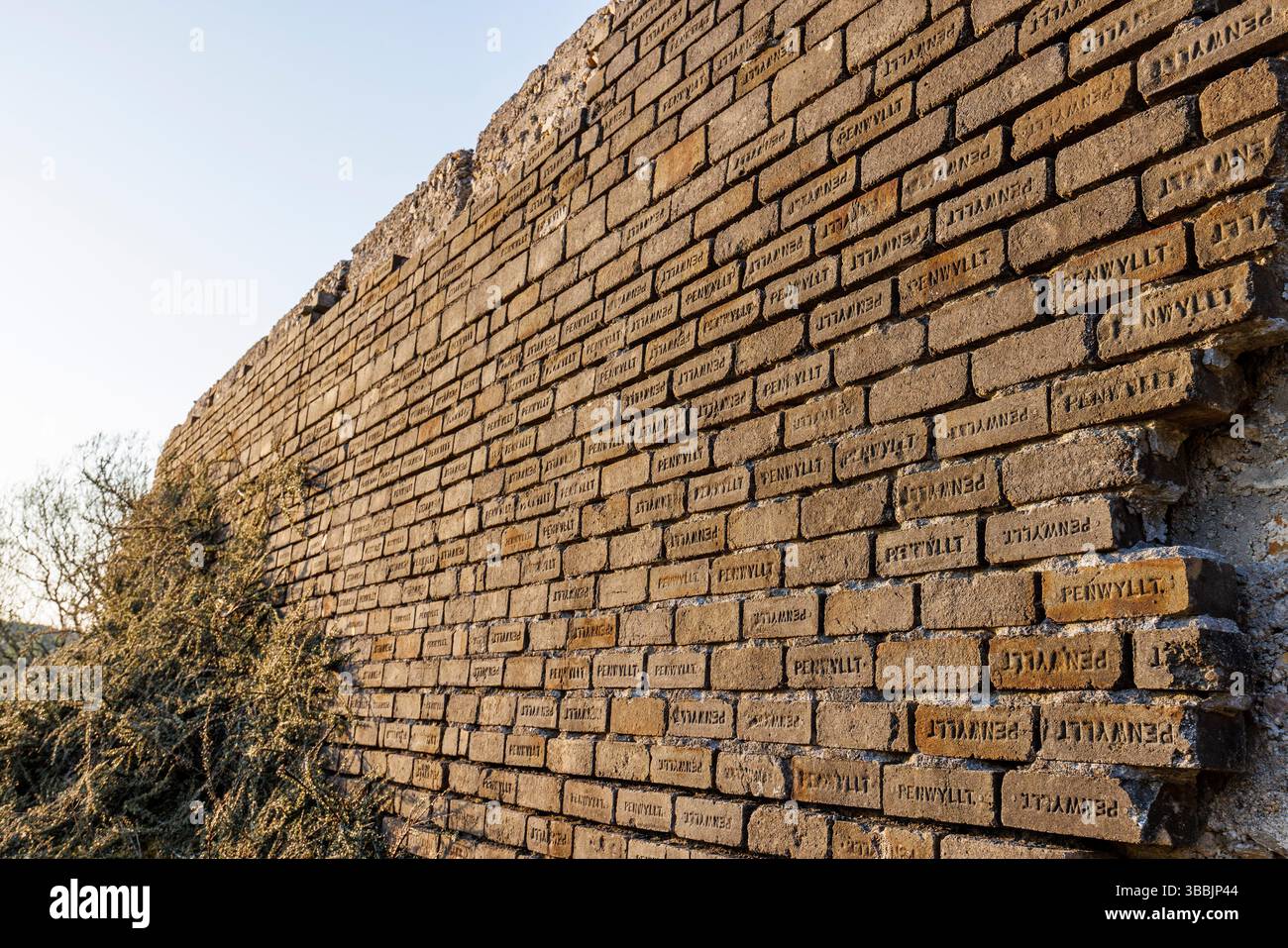 Remains of wall made with Penwylt bricks at the ruined bickworks ...