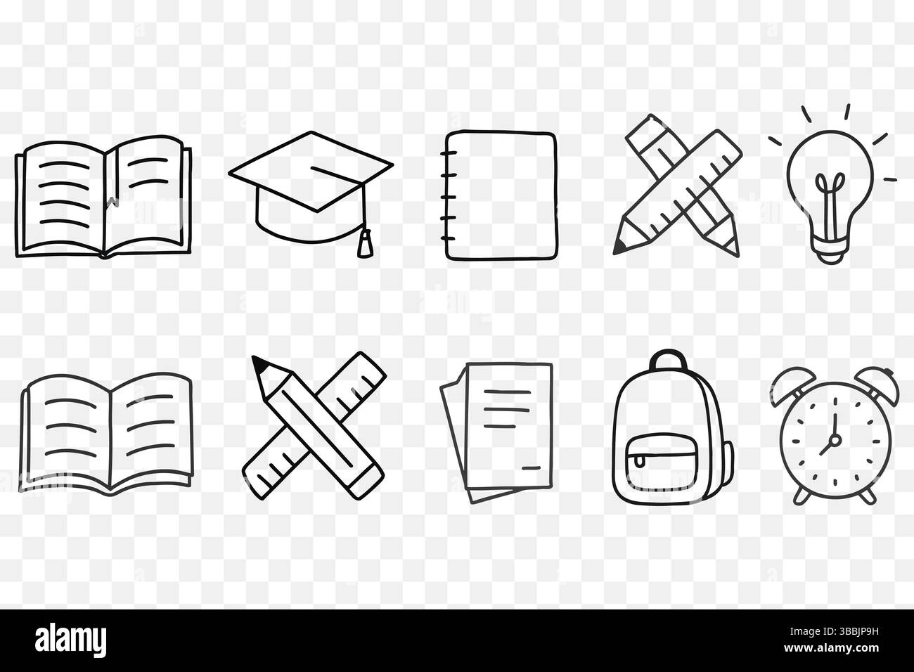 Minimalist Line Art Icons – School Supplies and Study Essentials Set ...