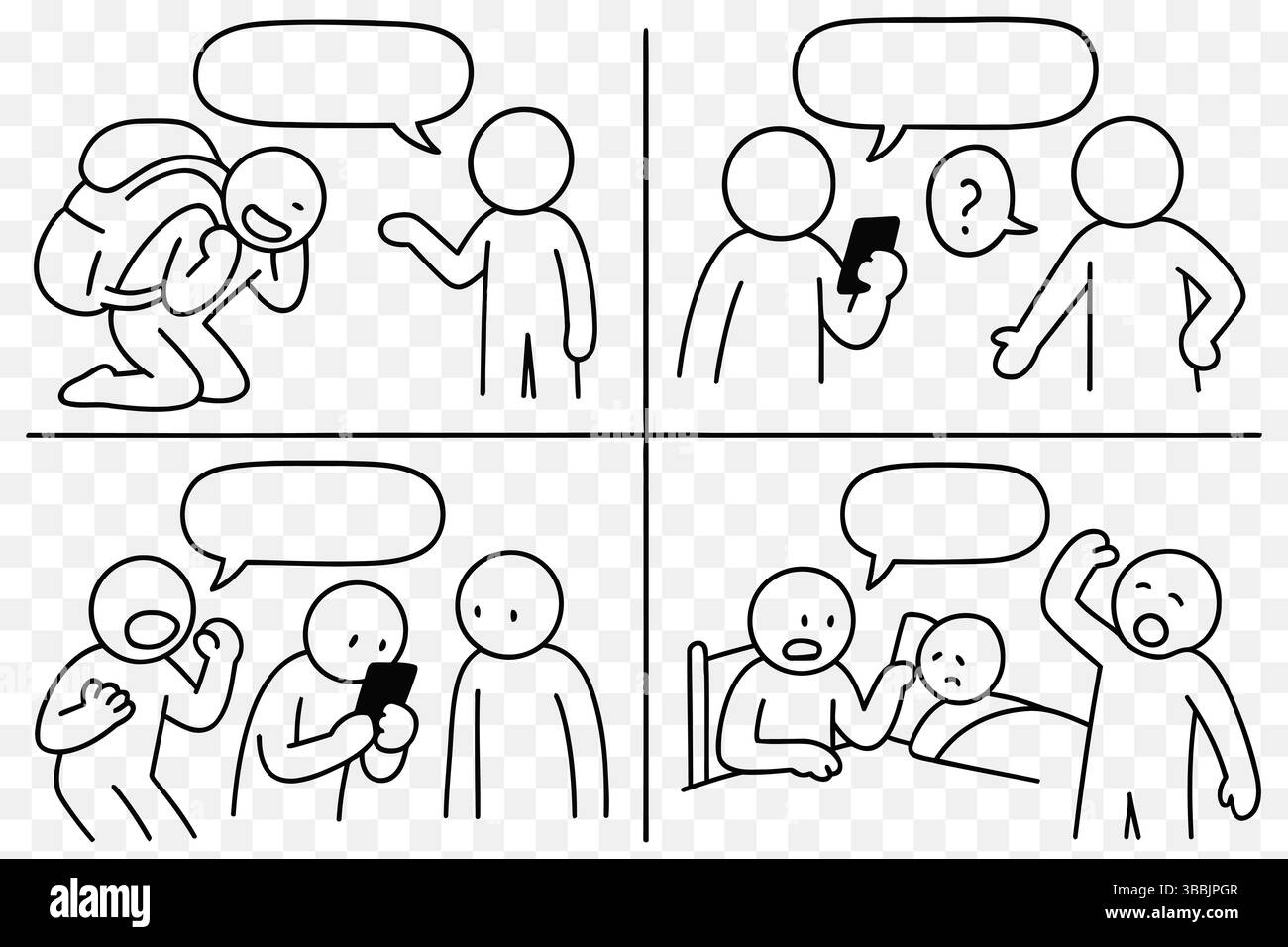 Editable Comic Strip – Phone Reactions, Group Drama, and Daily Life ...