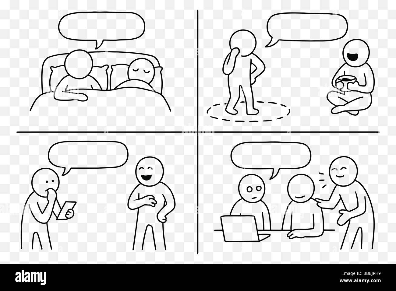 Blank Comic Strip – Relatable Life Situations: Bed Talk, Overthinking ...