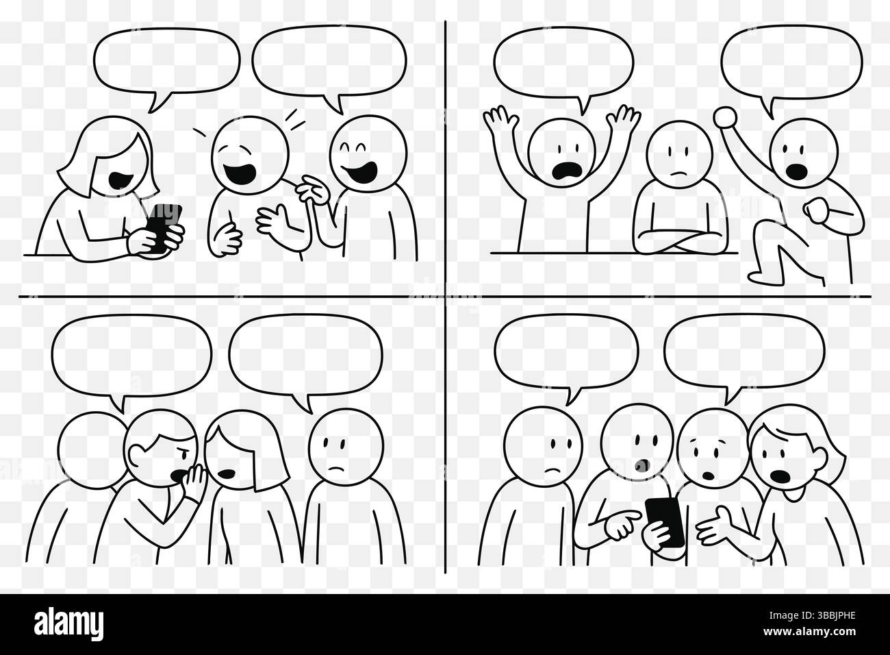 Editable Comic Strip Template – Blank Doodle Style Speech Bubble Comic ...
