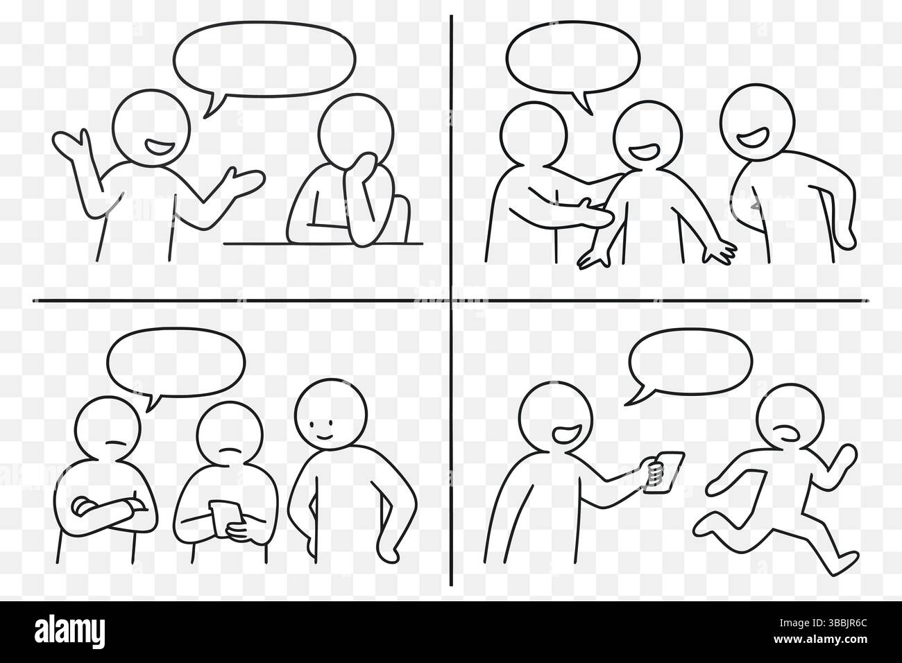 Blank Comic Strip Template – Editable Doodle-Style Reaction Panel Stock ...